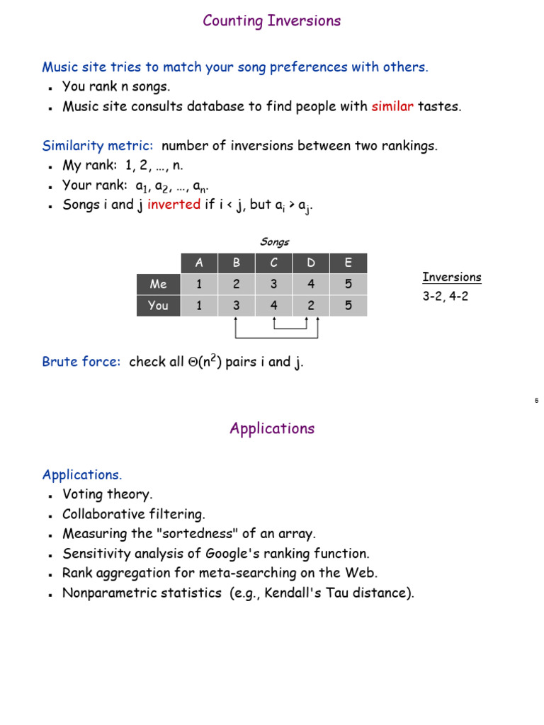 Lecture 20- Counting Inversions & Closest Pair of Points | PDF | Computer Science | Algorithms