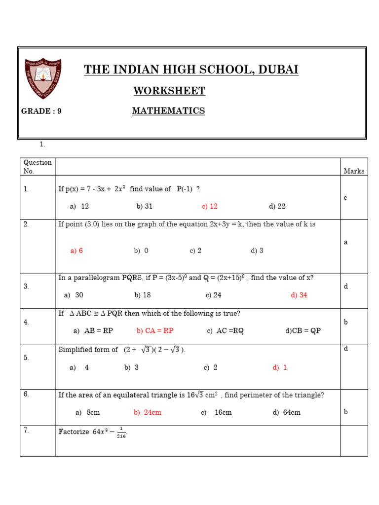 REMEDIAL WORKSHEET 9 (27feb) | PDF | Area | Euclid