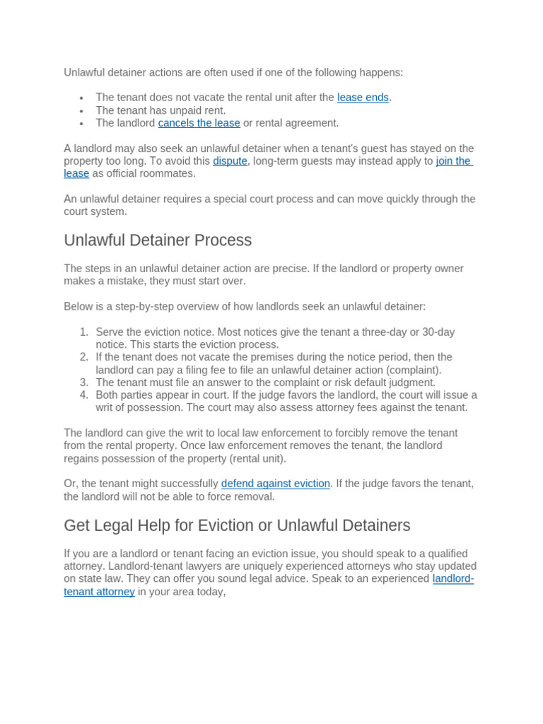 Unlawful Detainer | PDF
