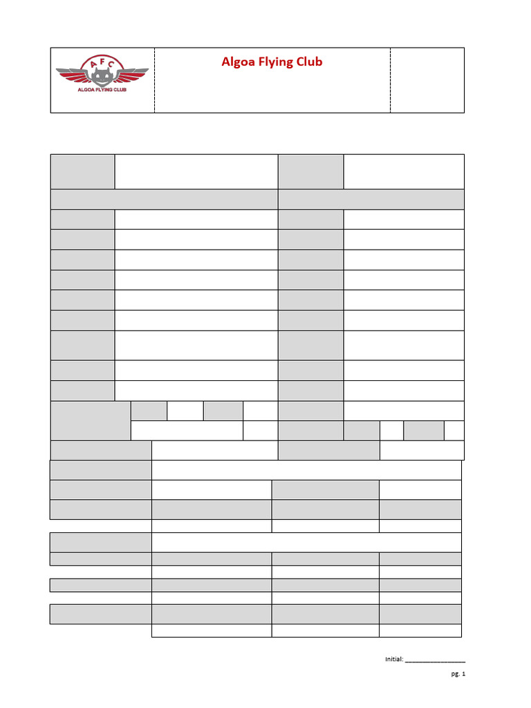 Algoa Flying Club Membership Application | PDF | Indemnity | Travel Visa