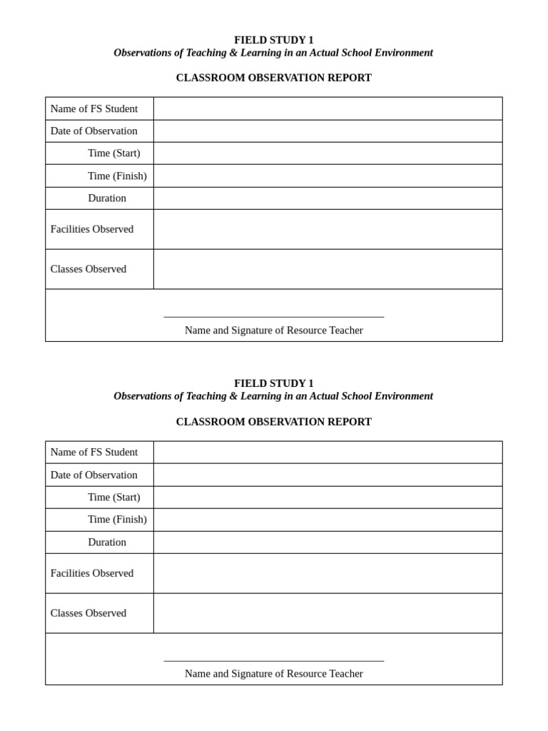 Classroom Observation Report | PDF
