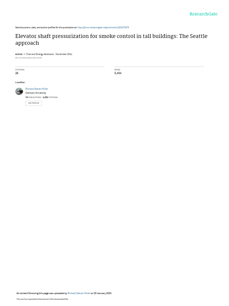 Elevator Shaft Pressurization For Smoke Control in | PDF | Elevator ...