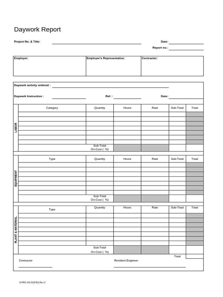 Daywork Report | PDF
