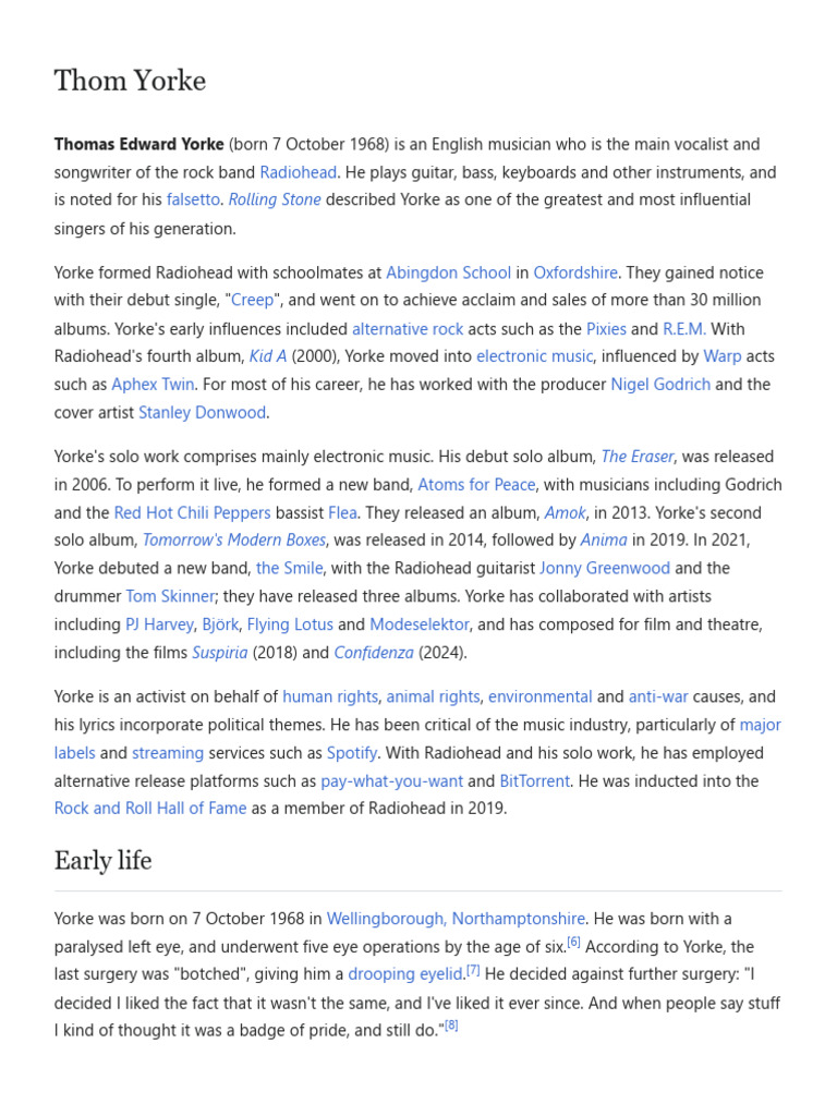 Thom Yorke | PDF | Music Industry | Sound Recording