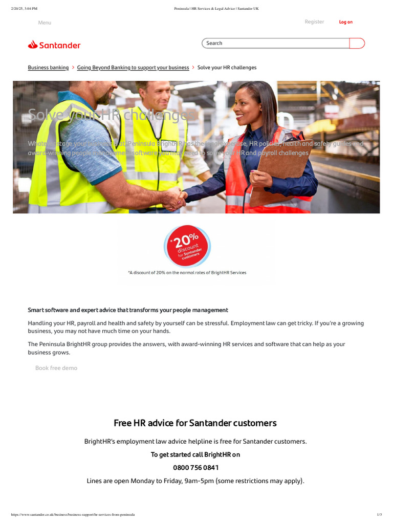 Peninsula _ HR Services & Legal Advice _ Santander UK | PDF | Business