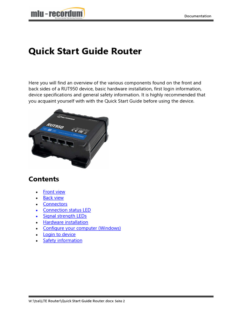 Quick Start Guide Router | PDF | Computer Network | Electrical Connector