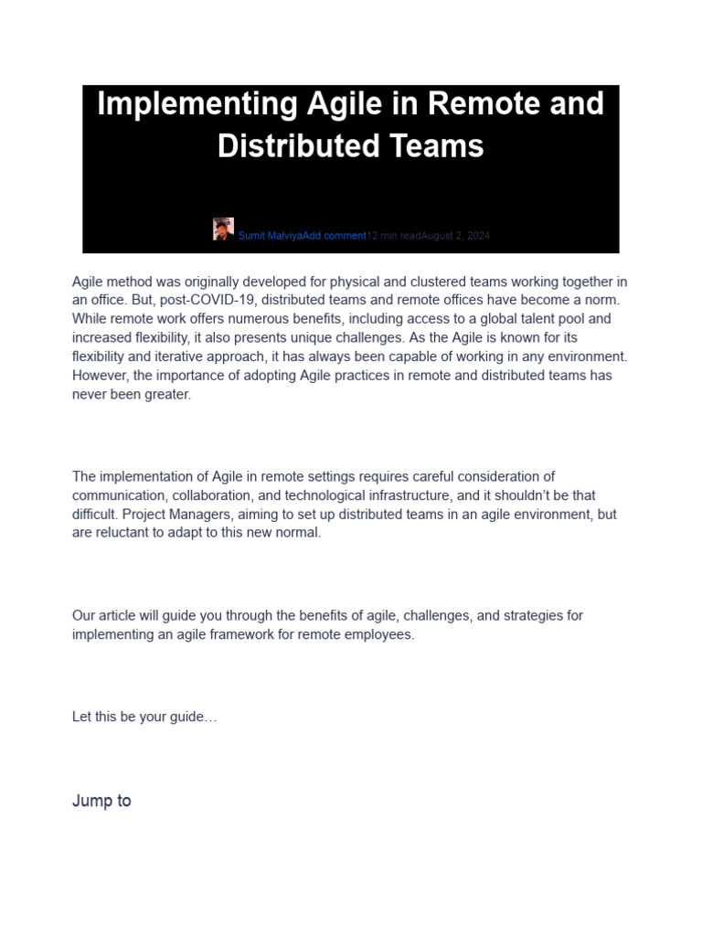 Agile Practices for Remote Teams | PDF | Agile Software Development ...