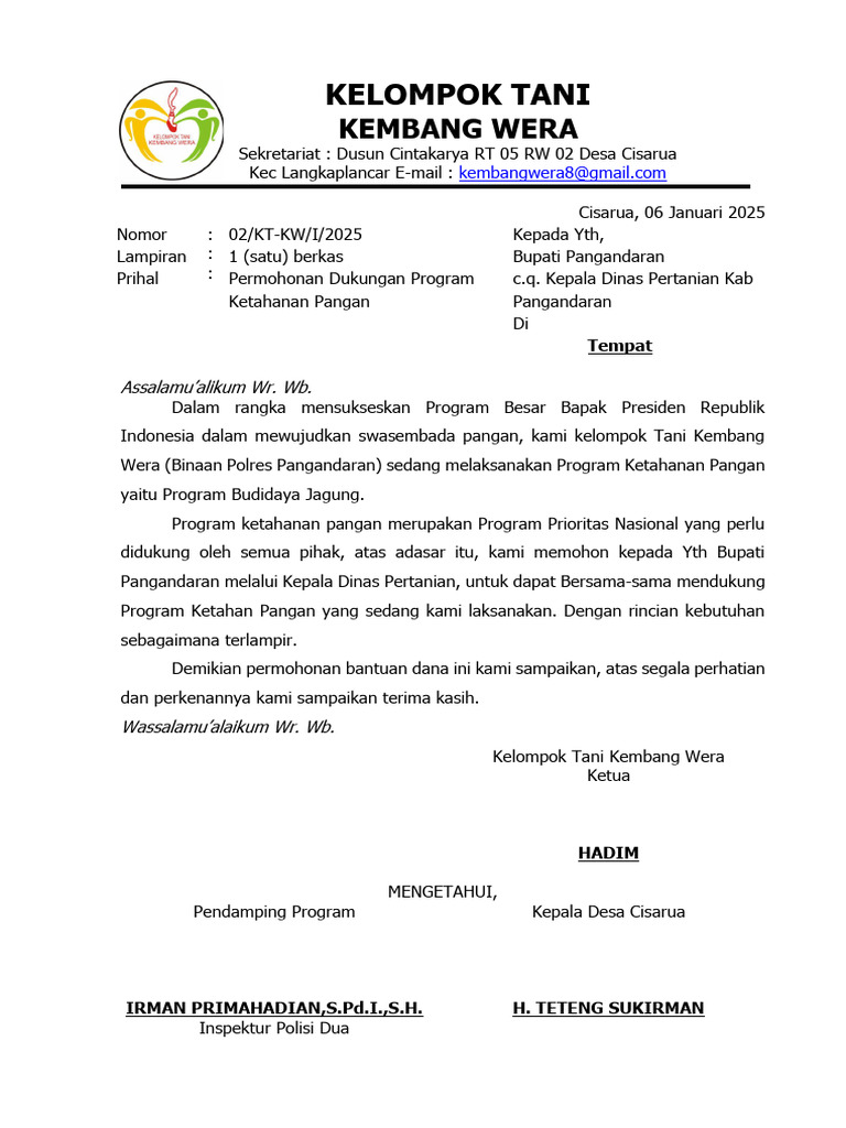 Proposal Program Ketahanan Pangan 2025 | PDF