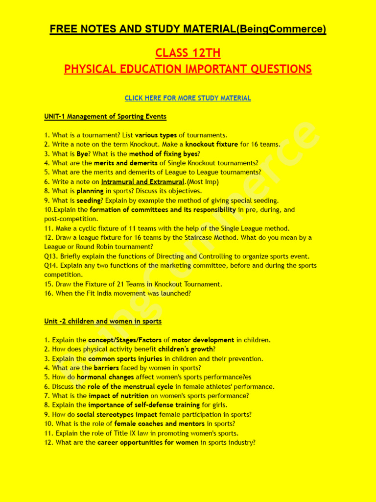 Class 12 Physical Education Study Guide | PDF | Motivation | Motivational