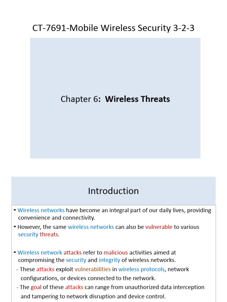 Chapter 6- Wireless Threats-class | PDF | Security Hacker | Security