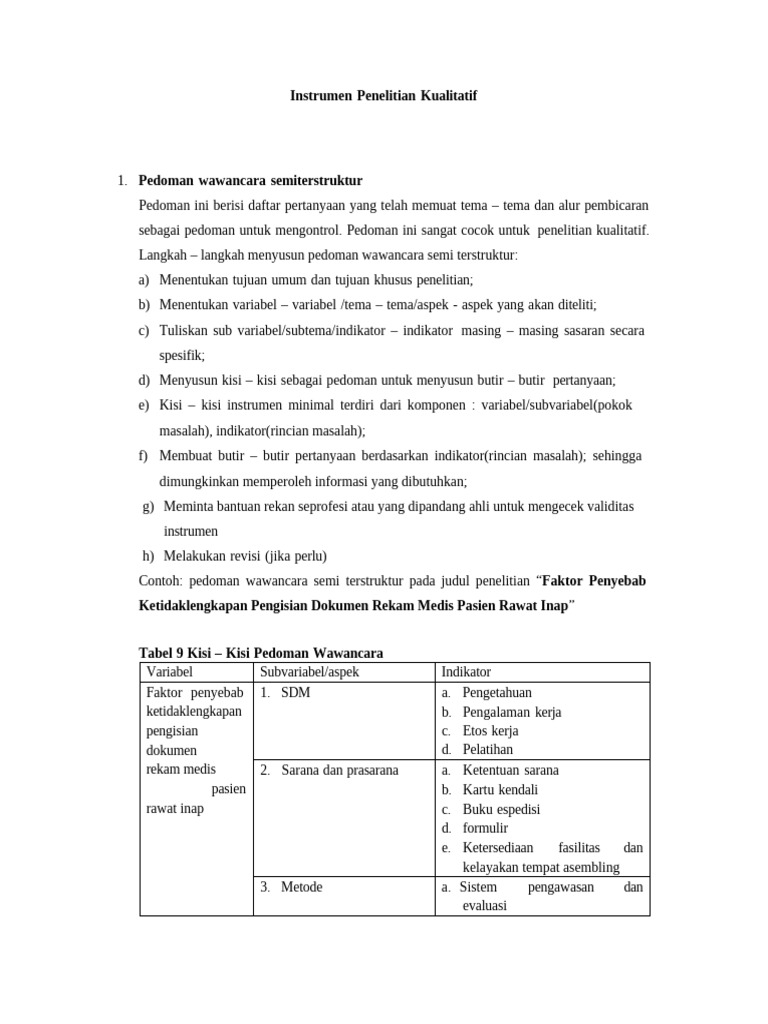 Pedoman Penelitian Kualitatif (Wawancara) | PDF