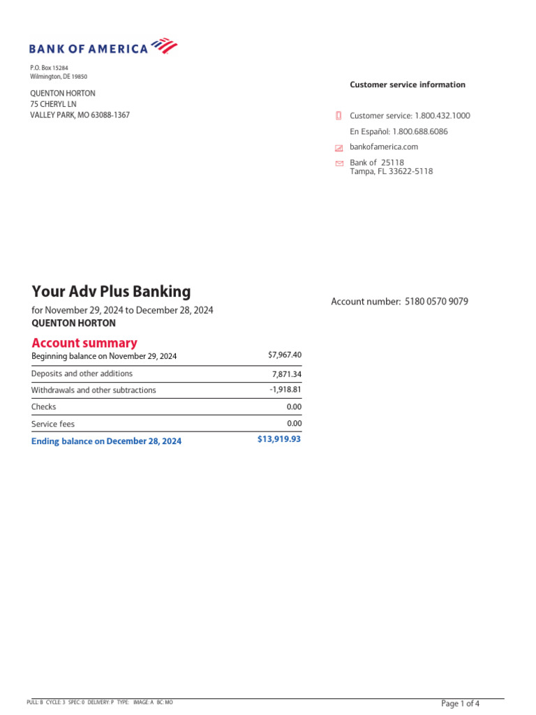 Estatement 12 - 28 - 2024 - QH | PDF | Banks | Receipt