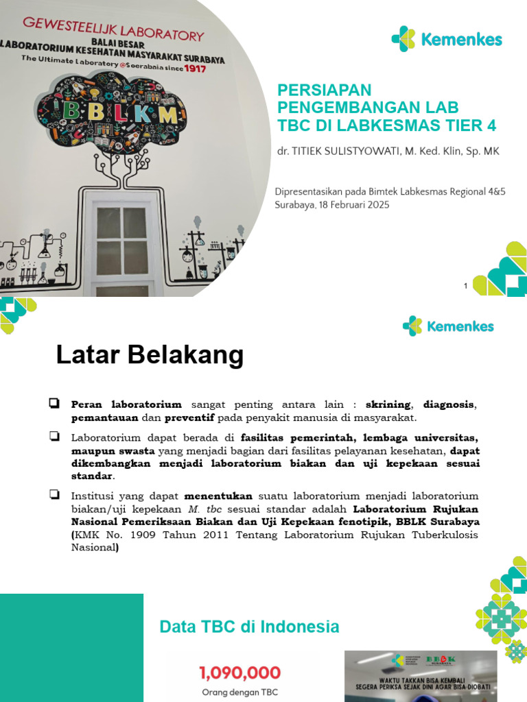 Persiapan Pengembangan Lab Tbc Di Labkesmas Tier 4 Kemenkes 2025.Pptx | PDF