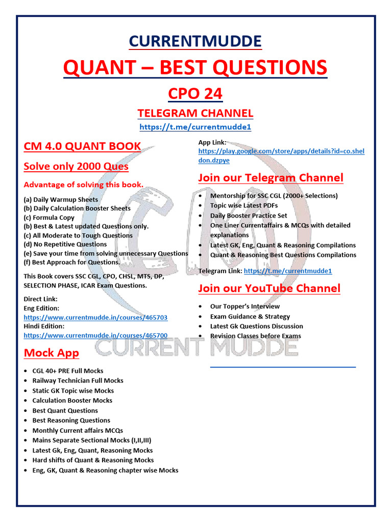 Best Quant CPO 24 Ques | PDF | Circle | Elementary Geometry