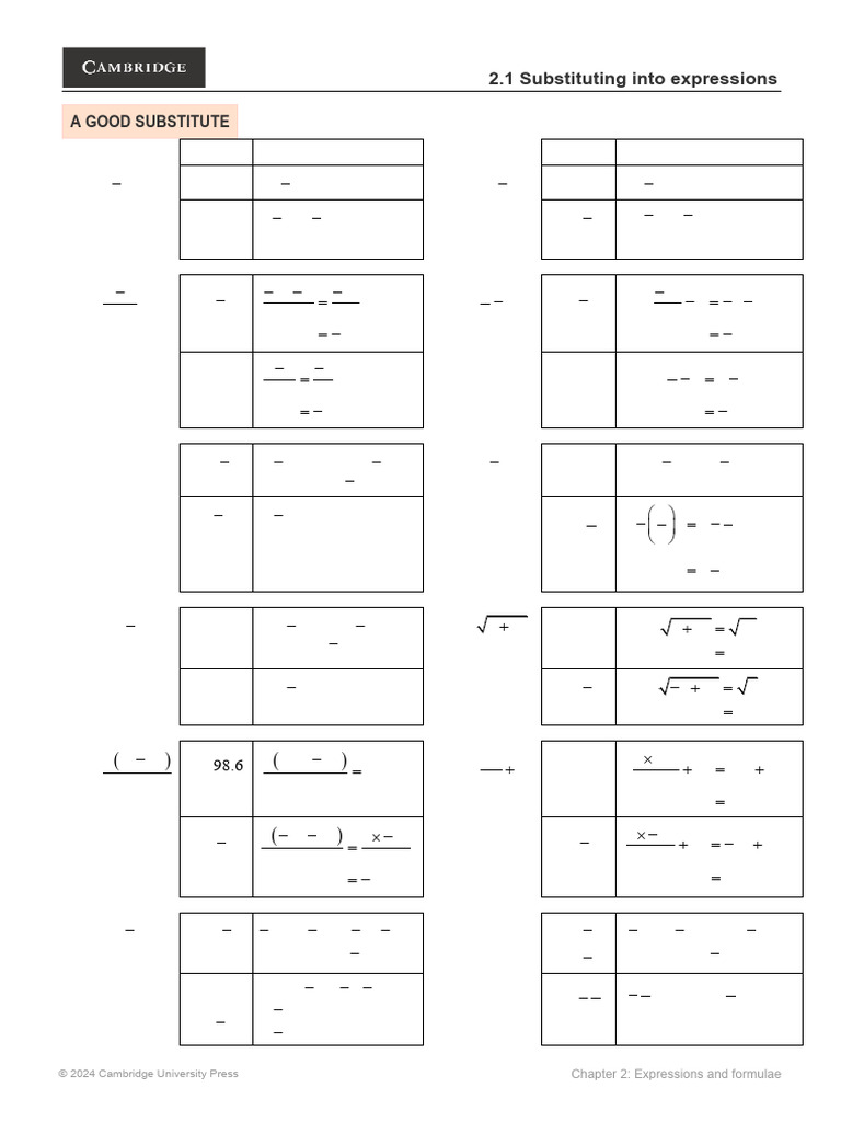 Substituting Values in Expressions | PDF