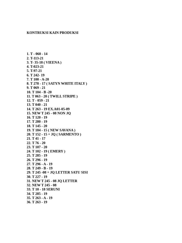 Kontruksi Kain Produksi | PDF