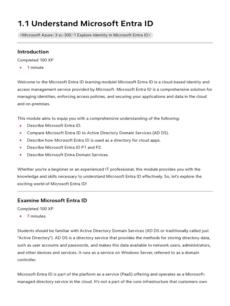 Overview of Microsoft Entra ID Features | PDF | Active Directory ...