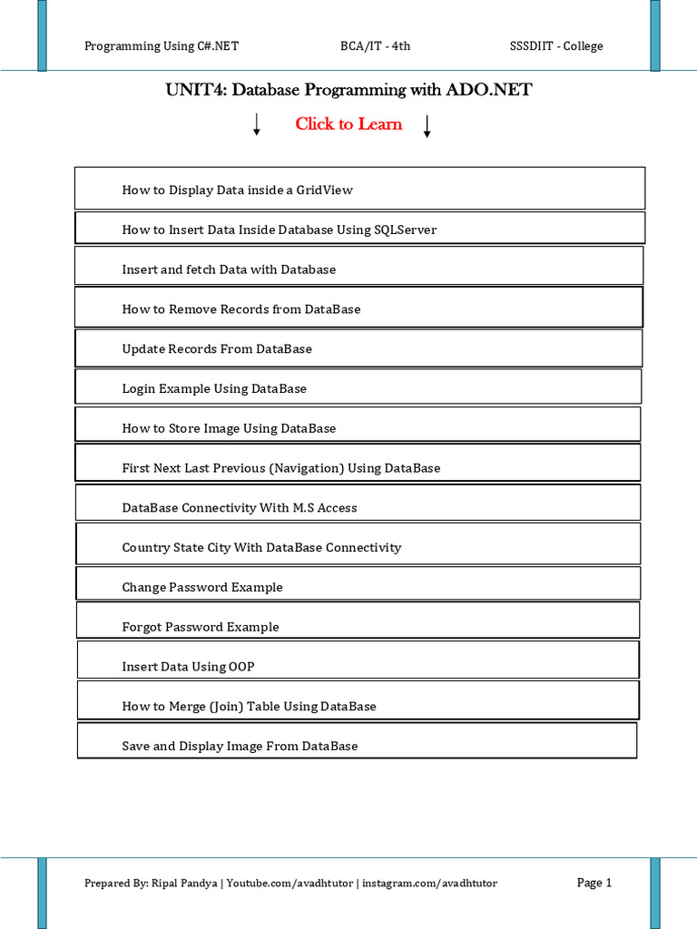 UNIT4 Database Programming With ADO | PDF | Databases | Microsoft Sql Server