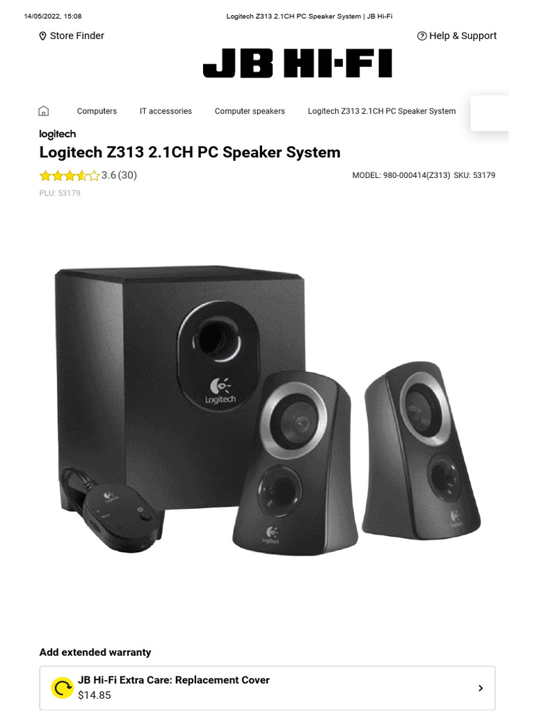 Logitech Z313 2.1CH PC Speaker System - JB Hi-Fi | PDF | Loudspeaker ...