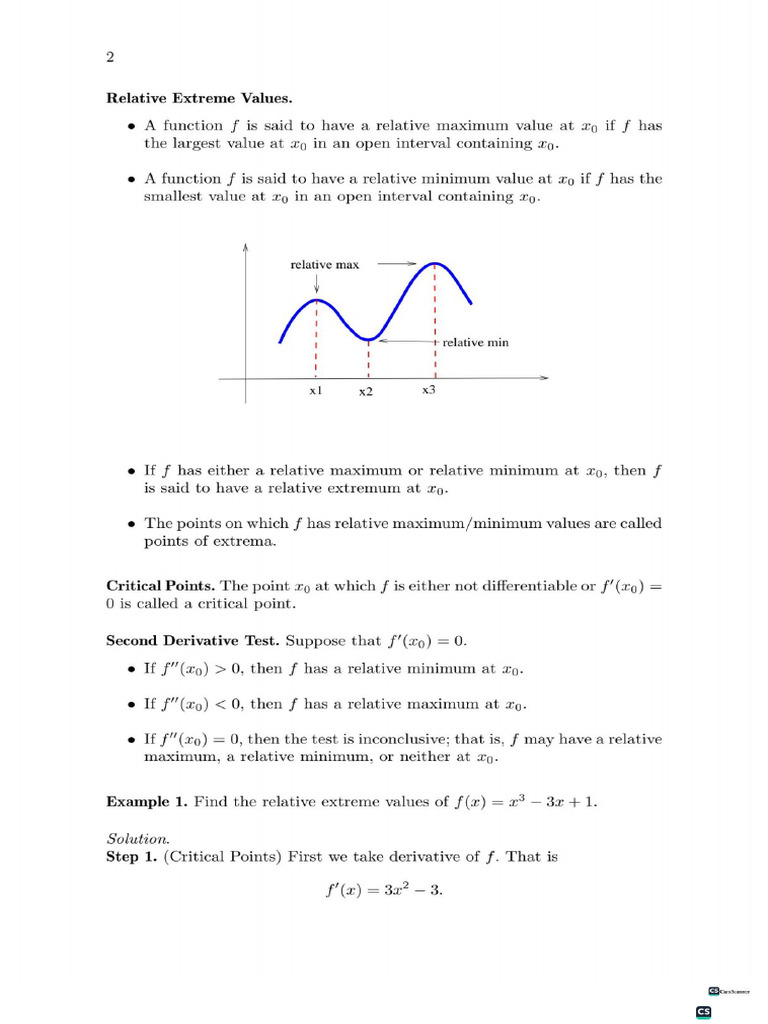 8.2 Relative Extreme Values | PDF