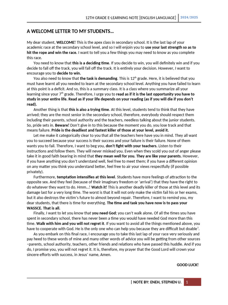 12th Grade English Note | PDF | Adjective | Phrase