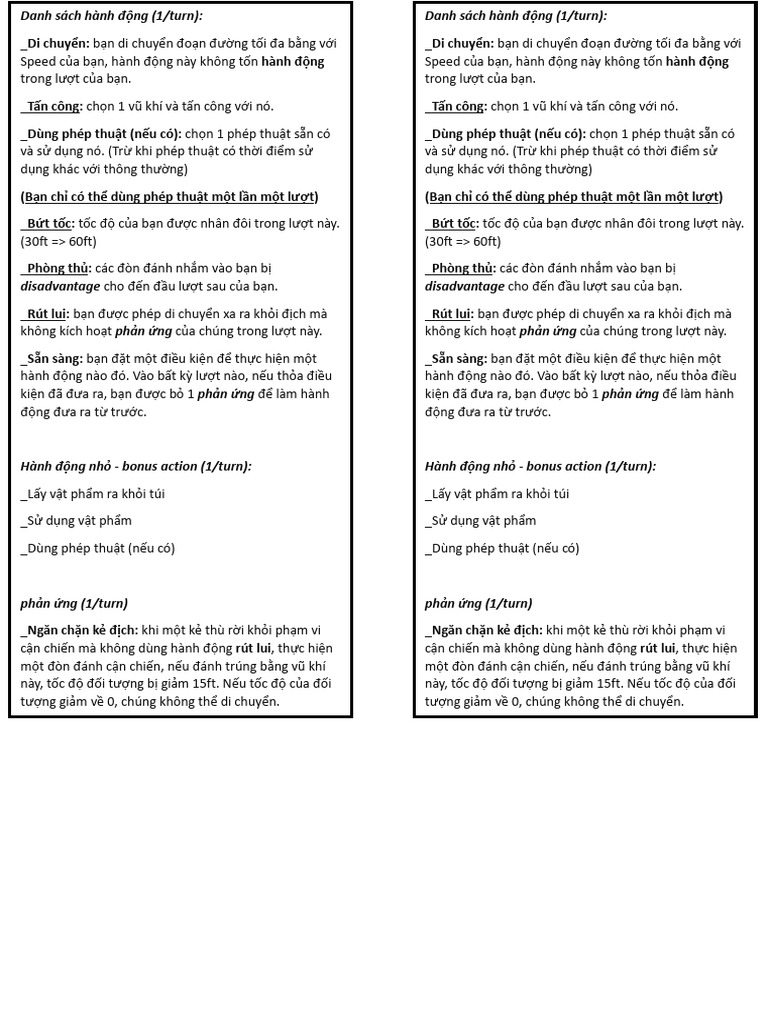 DND Cheat Sheet | PDF