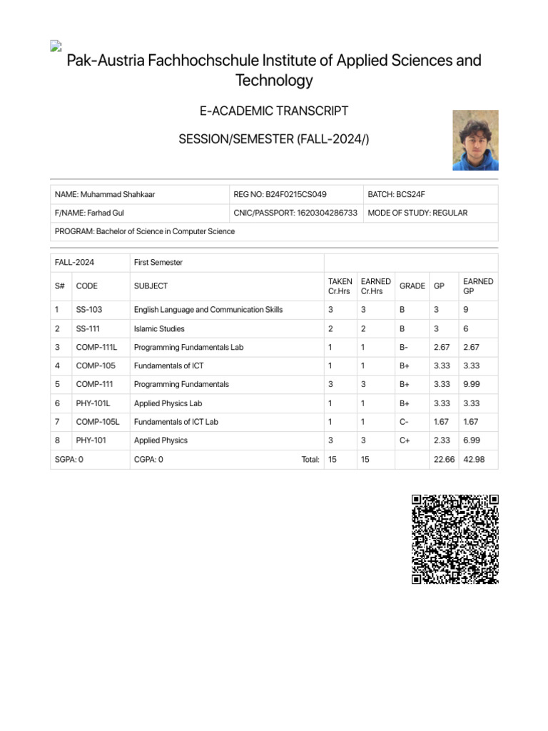 FALL 2024 Transcript | PDF