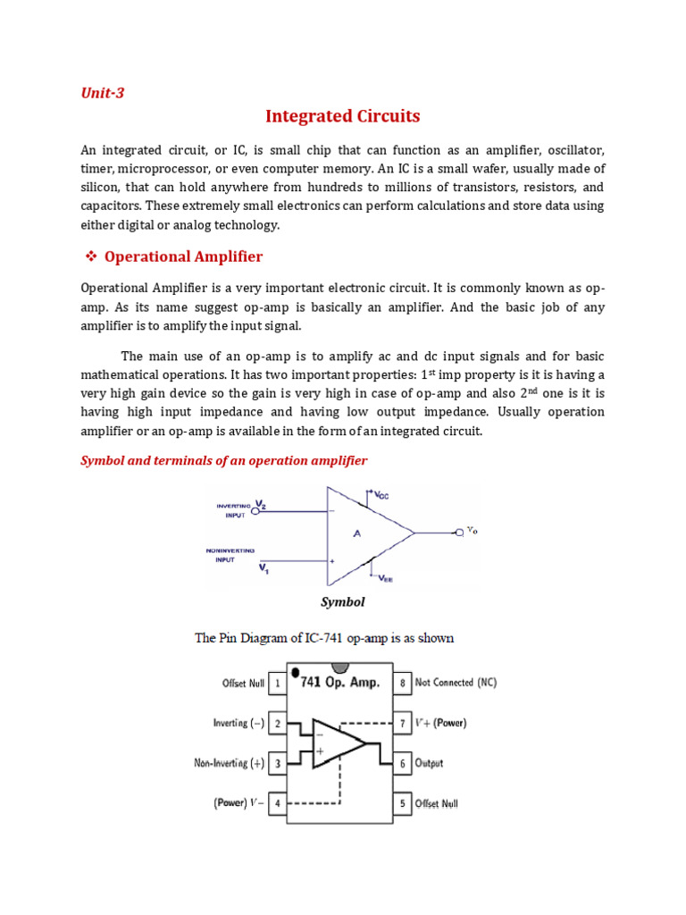 SEM 2 ELECTRICAL Integrated Circuits | PDF | Operational Amplifier ...