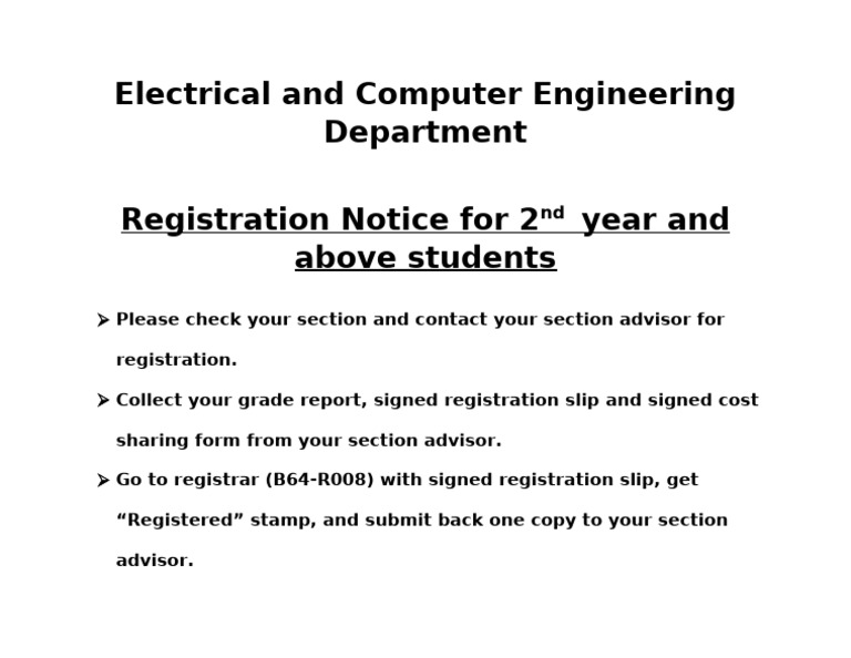 2nd Semester Registration Notice | PDF