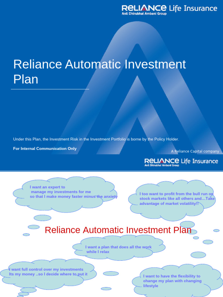 Reliance Automatic Investment Plan Overview | PDF | Financial Risk ...