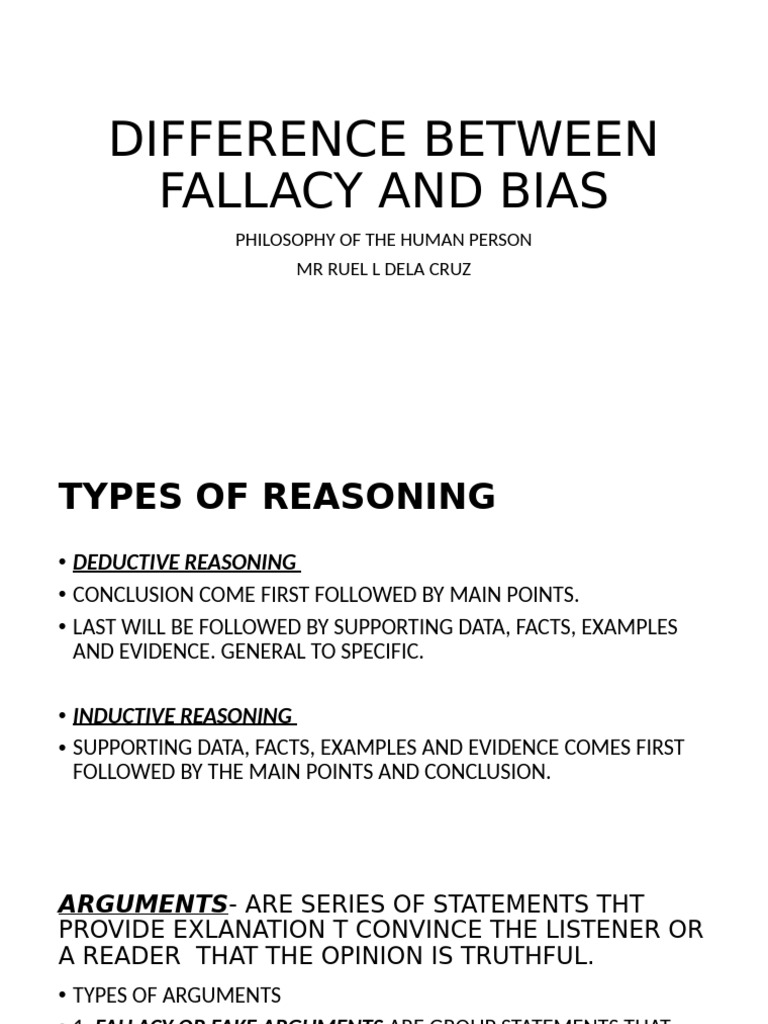 Difference Between Fallacy and Bias | PDF | Argument | Bias