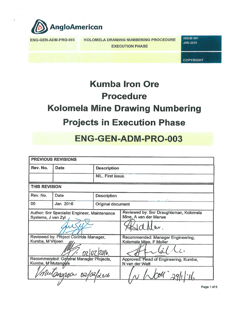 Kolomela Drawing Numbering Procedure | PDF