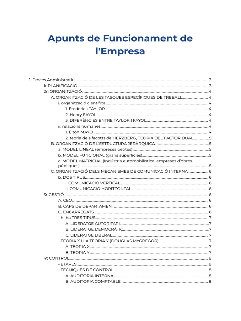 Apunts de Funcionament de L'empresa | PDF