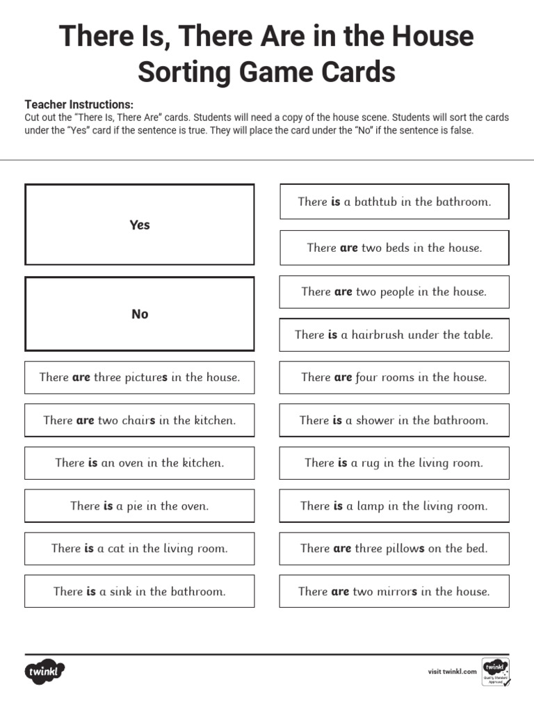 There Is There Are in The House Sorting Game Us e 622 Ver 1 | PDF ...