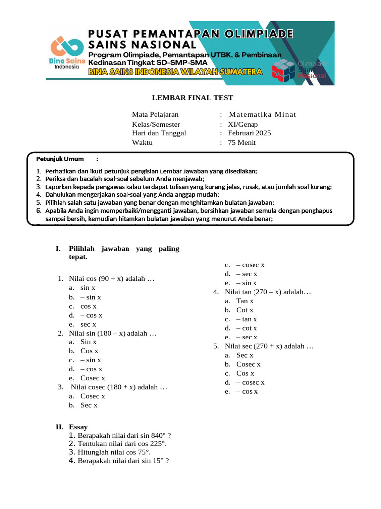 Matematika Minat | PDF