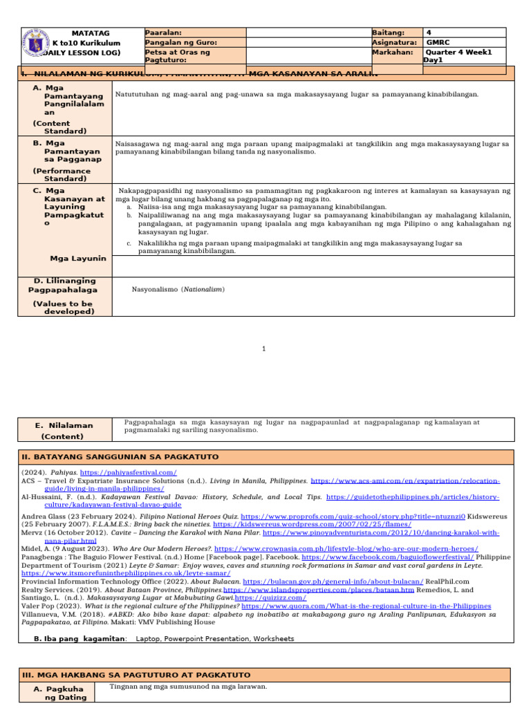 DLL - GMRC4 Q4 W1 D1 3 | PDF
