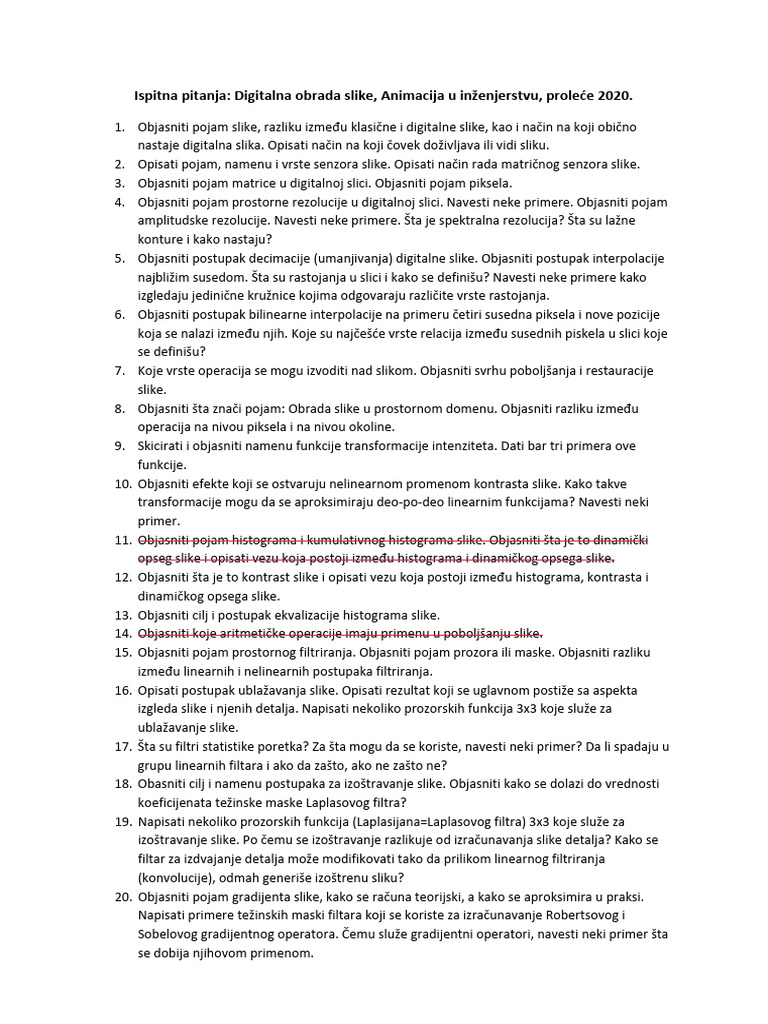 Primeri Ispitnih Pitanja 2021-22 | PDF