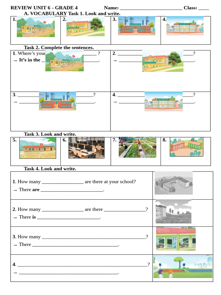 Grade 4 Unit 6 Review Sheet | PDF