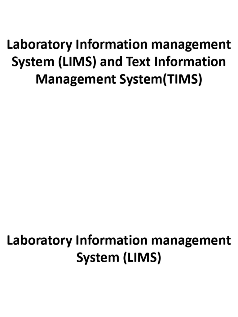 Laboratory Information Management System (LIMS) and Text Information ...