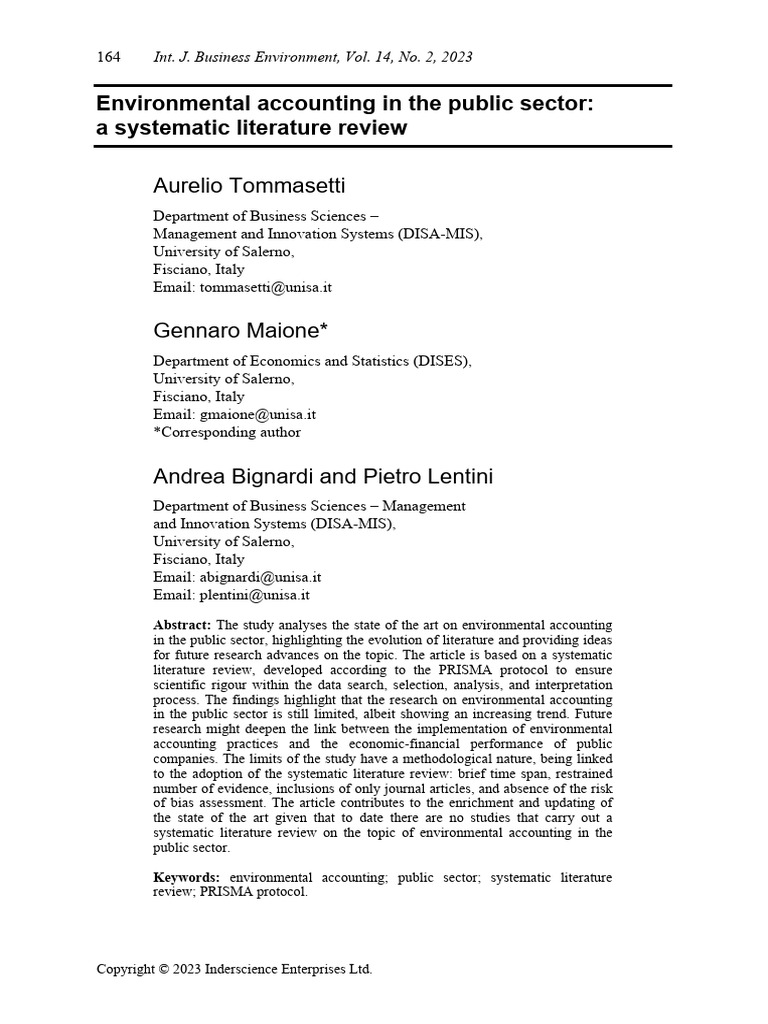 Environmentalaccountinginthepublicsector ASLR | PDF | Systematic Review ...