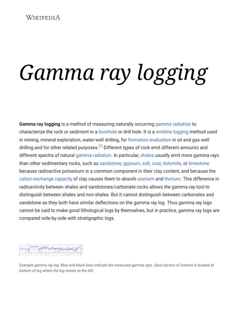Gamma Ray Logging - Wikipedia | PDF