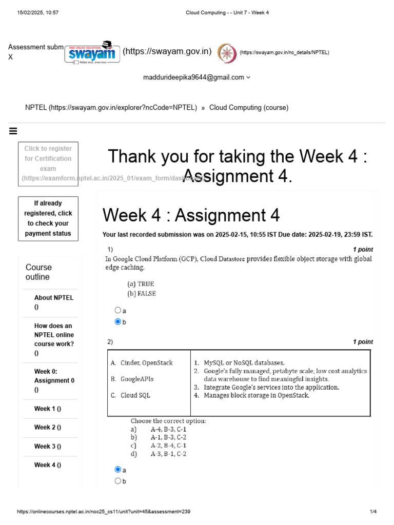 NPTEL Cloud Computing Week 4 Update | PDF | Computing