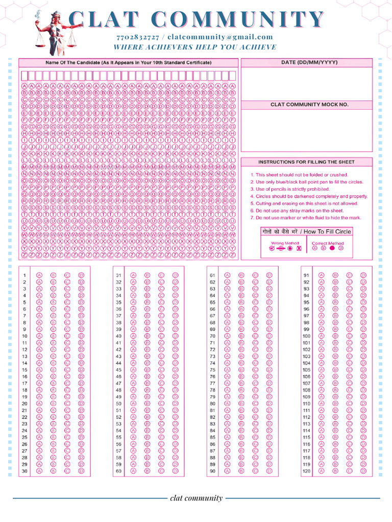 CLAT Community-Official OMR | PDF