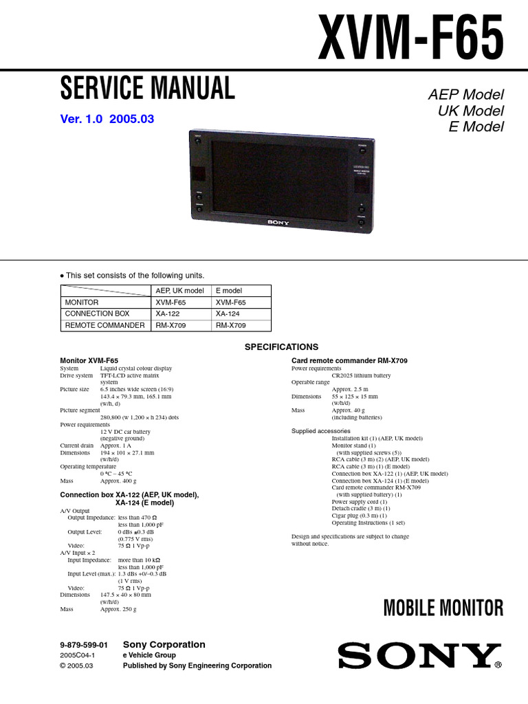Sony XVM-F65 | PDF | Hertz | Computer Engineering