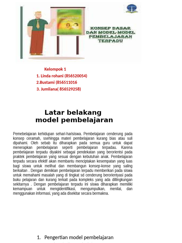Ut Kelompok 1 Model-Model Pembelajaran Terpadu Modul 1 & 2 | PDF
