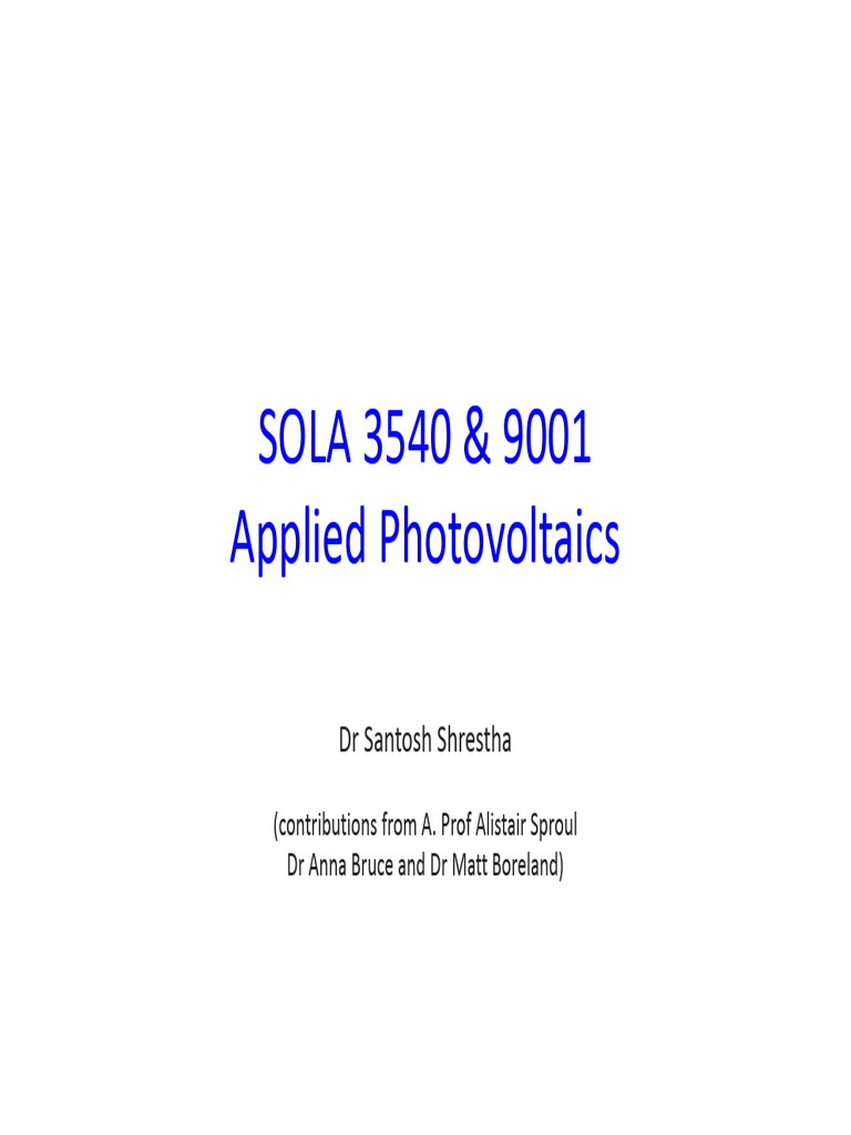 Lecture1_SOLA3540-9001_Sunlight | PDF | Photovoltaics | Photovoltaic System