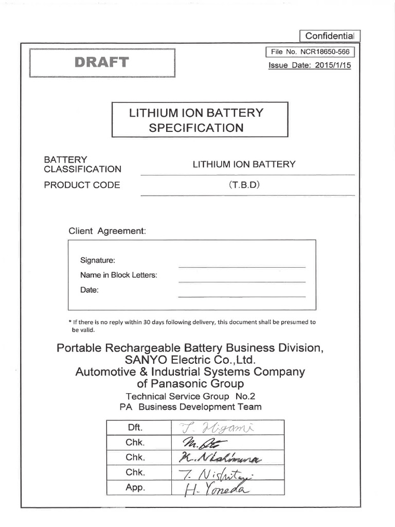 Sanyo Spec NCR18650GA | PDF