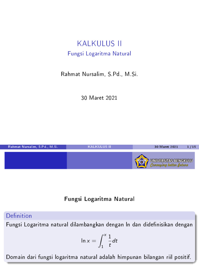Turunan dan Sifat Logaritma Natural | PDF