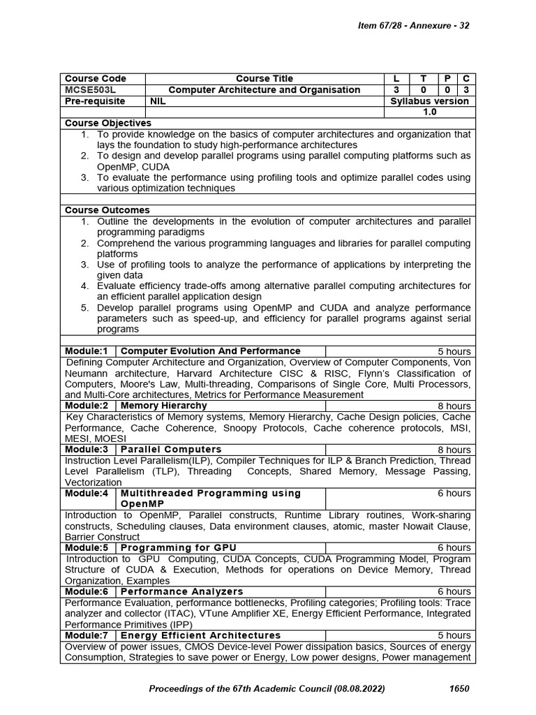 Mcse503l - Computer-Architecture-And-Organisation - TH - 1.0 - 71 ...