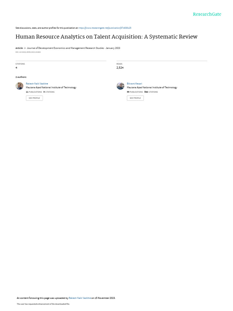 Human Resource Analytics On Talent | PDF | Analytics | Human Resource Management